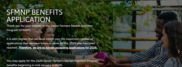 The Senior Farmers Market Nutrition Program (SFMNP) application portal ...